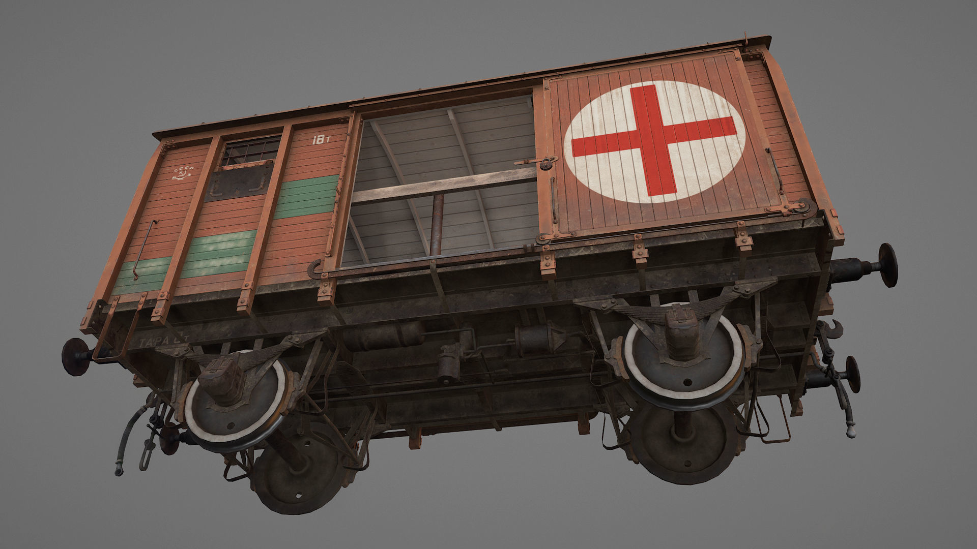 3D model Railway Covered Goods Wagon 18T Vr4 Medic Orange VR / AR / low ...