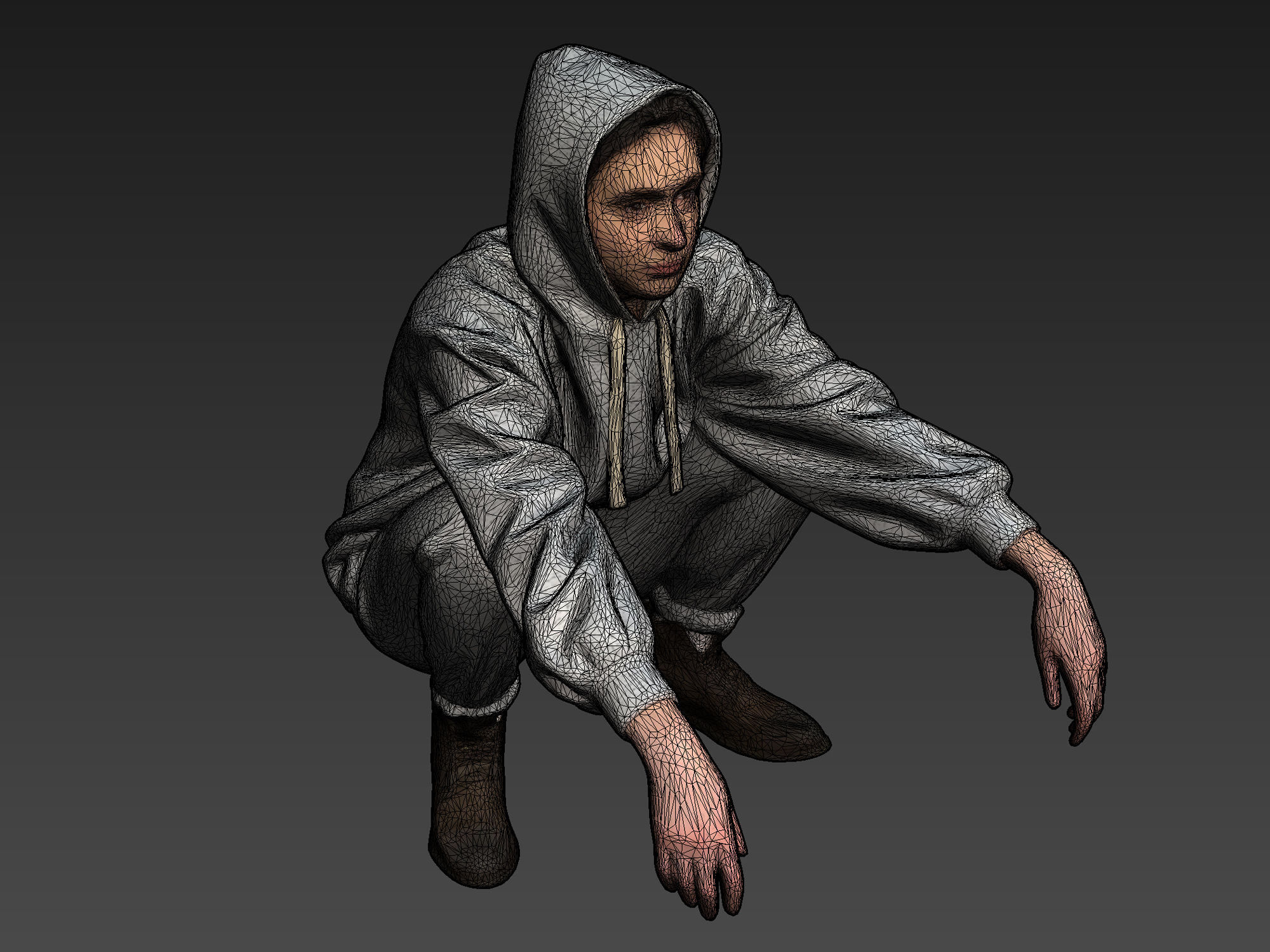 Stylized Girl Squatting 3D model | CGTrader