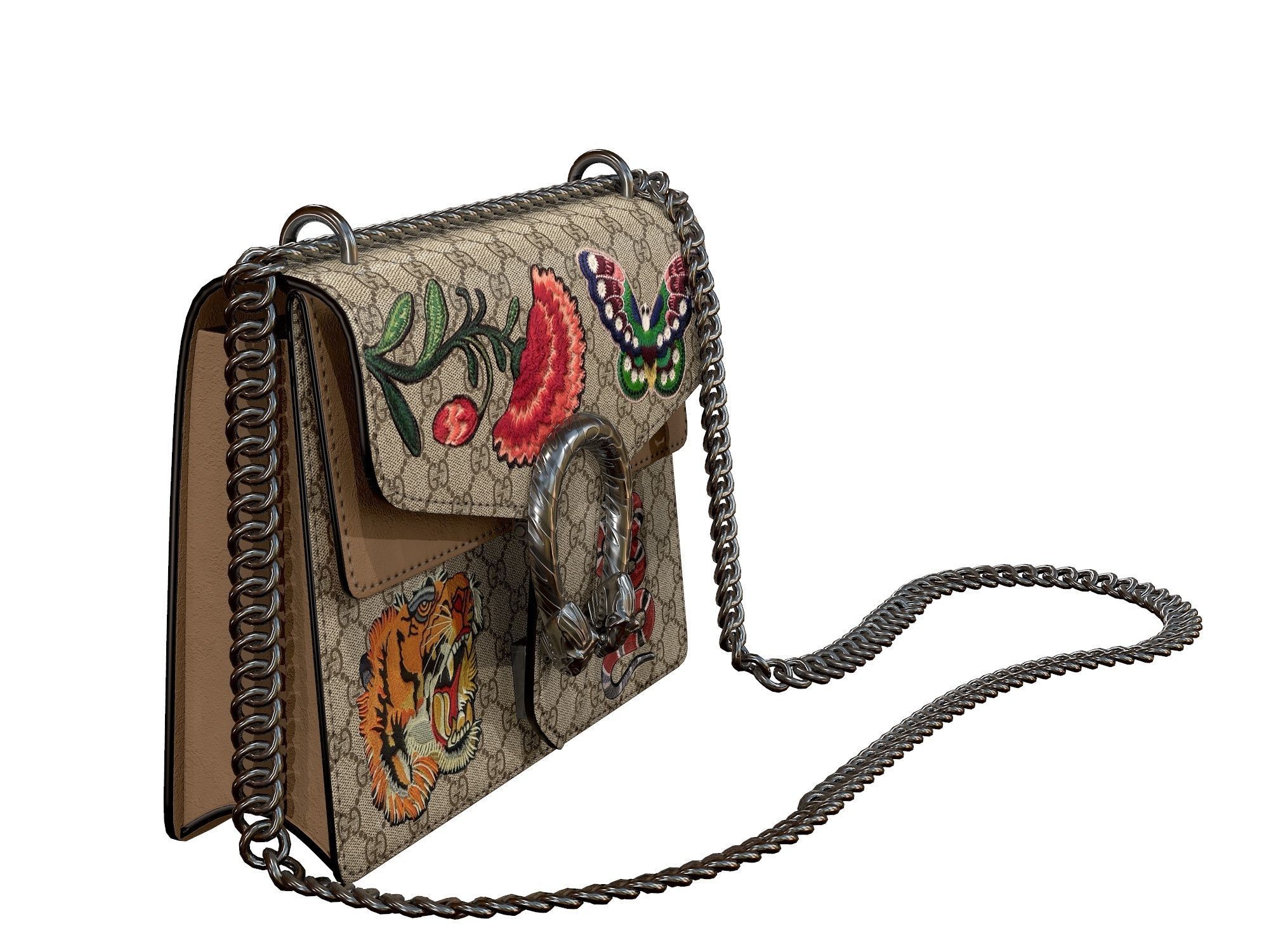 3D model Gucci Dionysus GG Bag Classic Stickers Snake VR / AR / low ...