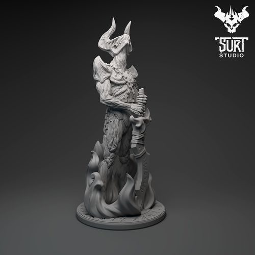 Surtr statue with flames 3D model 3D printable | CGTrader