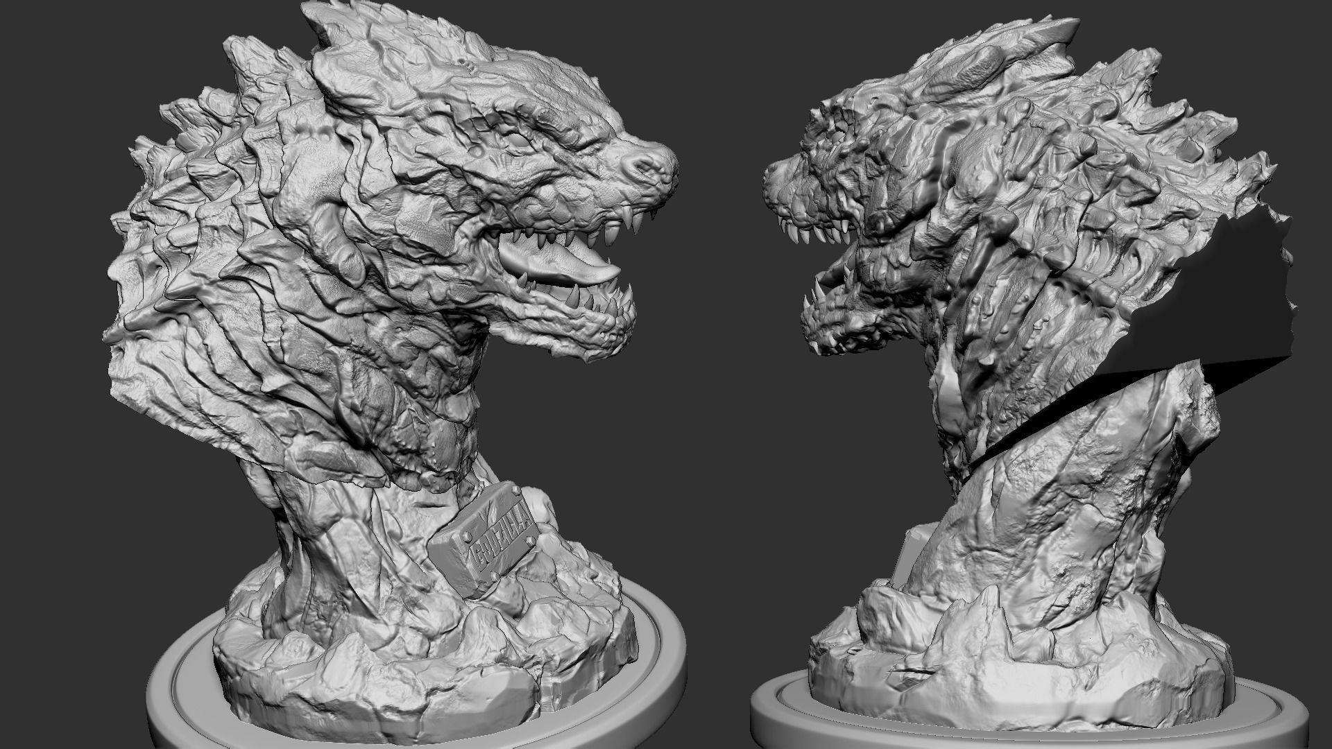 Godzila head bust 3D model 3D printable | CGTrader