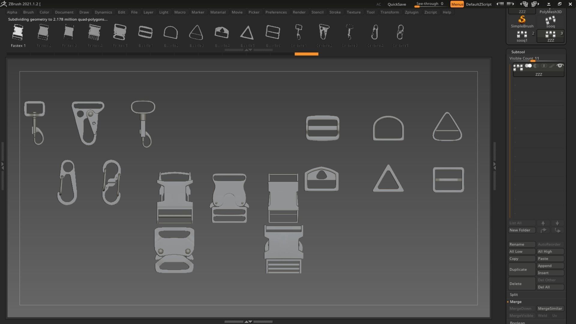 Pack of Buckles Marvelous Designer project and Zbrush IMM 3D model ...