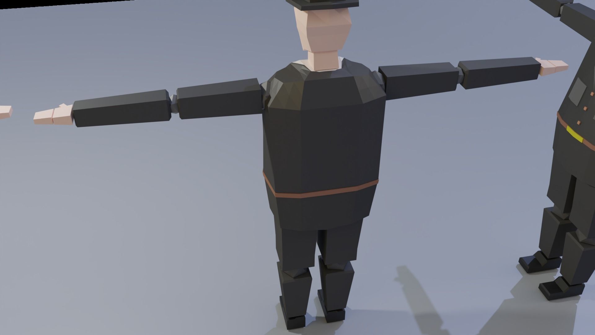 Low poly Agent man in suit and top hat free VR / AR / low-poly 3D model ...