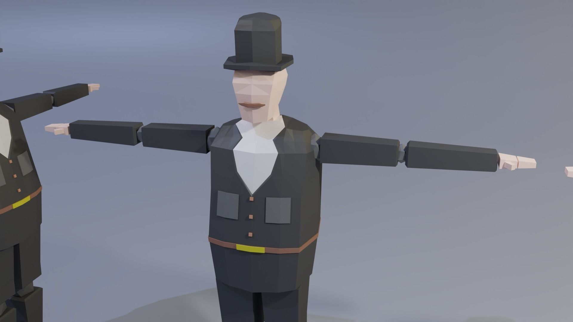 Low poly Agent man in suit and top hat free VR / AR / low-poly 3D model ...