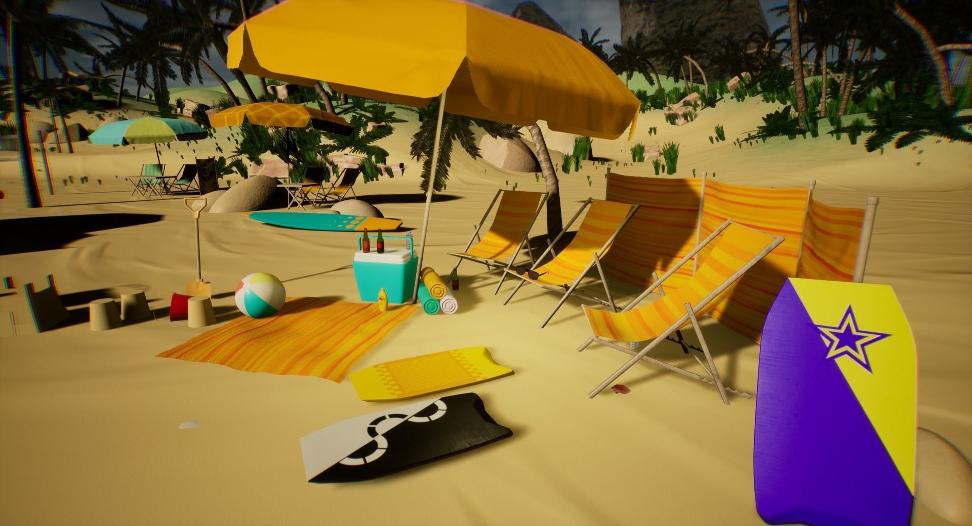 3D model Beach Asset Pack VR / AR / low-poly | CGTrader
