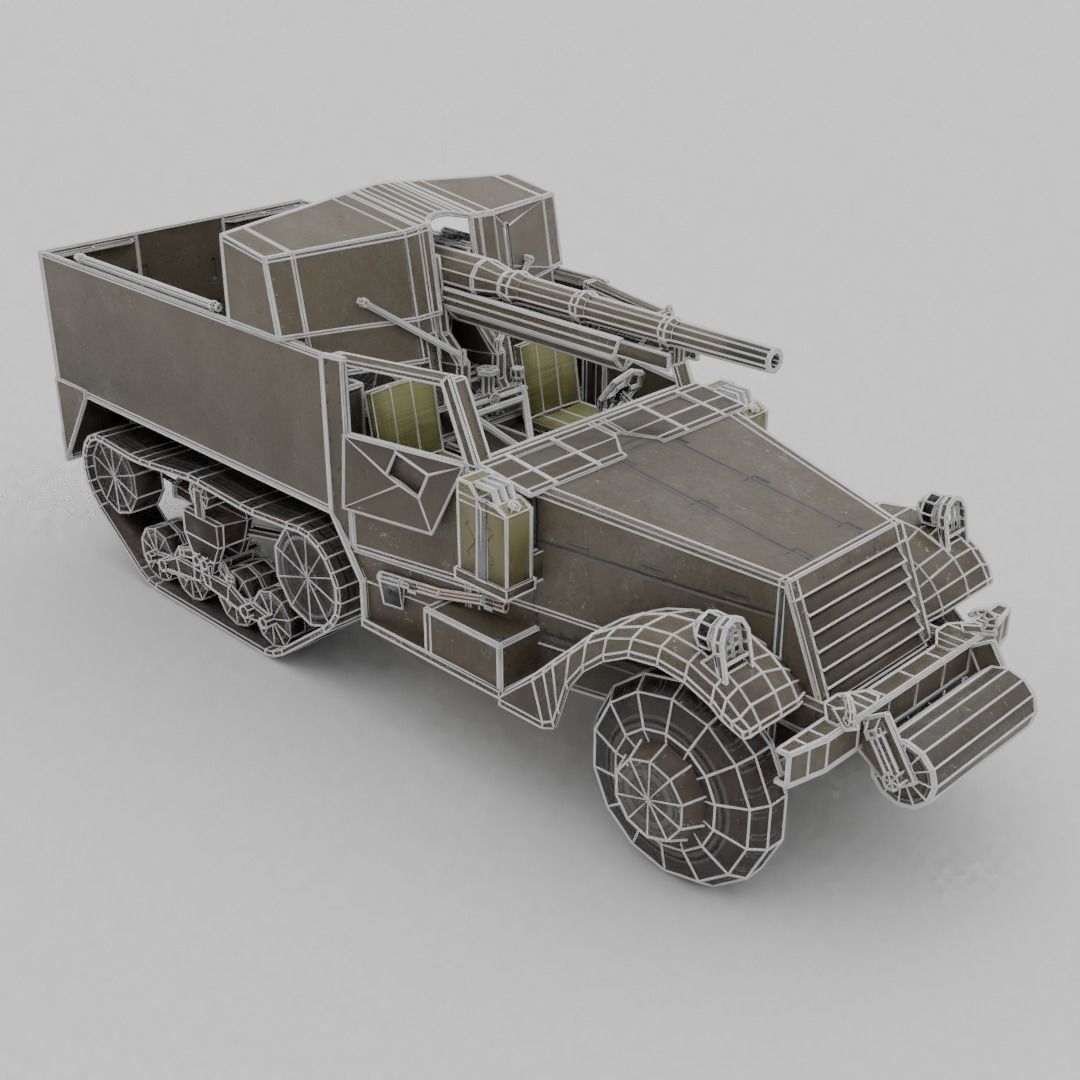 3D model M3 GMC 75mm Halftrack VR / AR / low-poly | CGTrader