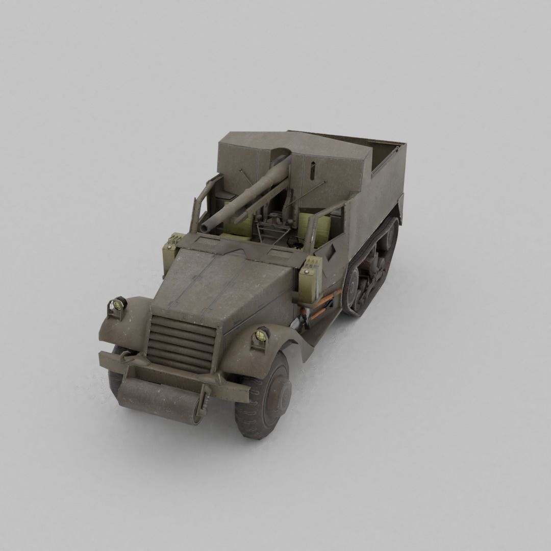 3D model M3 GMC 75mm Halftrack VR / AR / low-poly | CGTrader