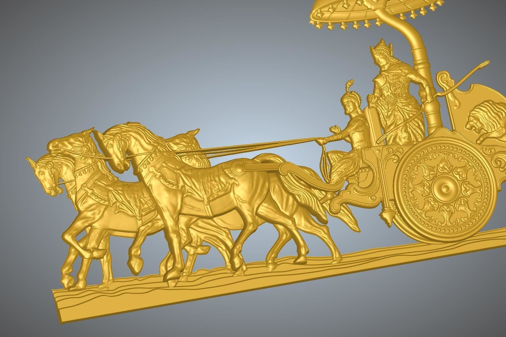 Krishna Arjuna Chariot Bhagwad Geeta 3D model 3D printable | CGTrader