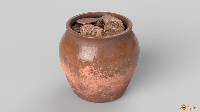 3D model Pot With Coins VR / AR / low-poly | CGTrader