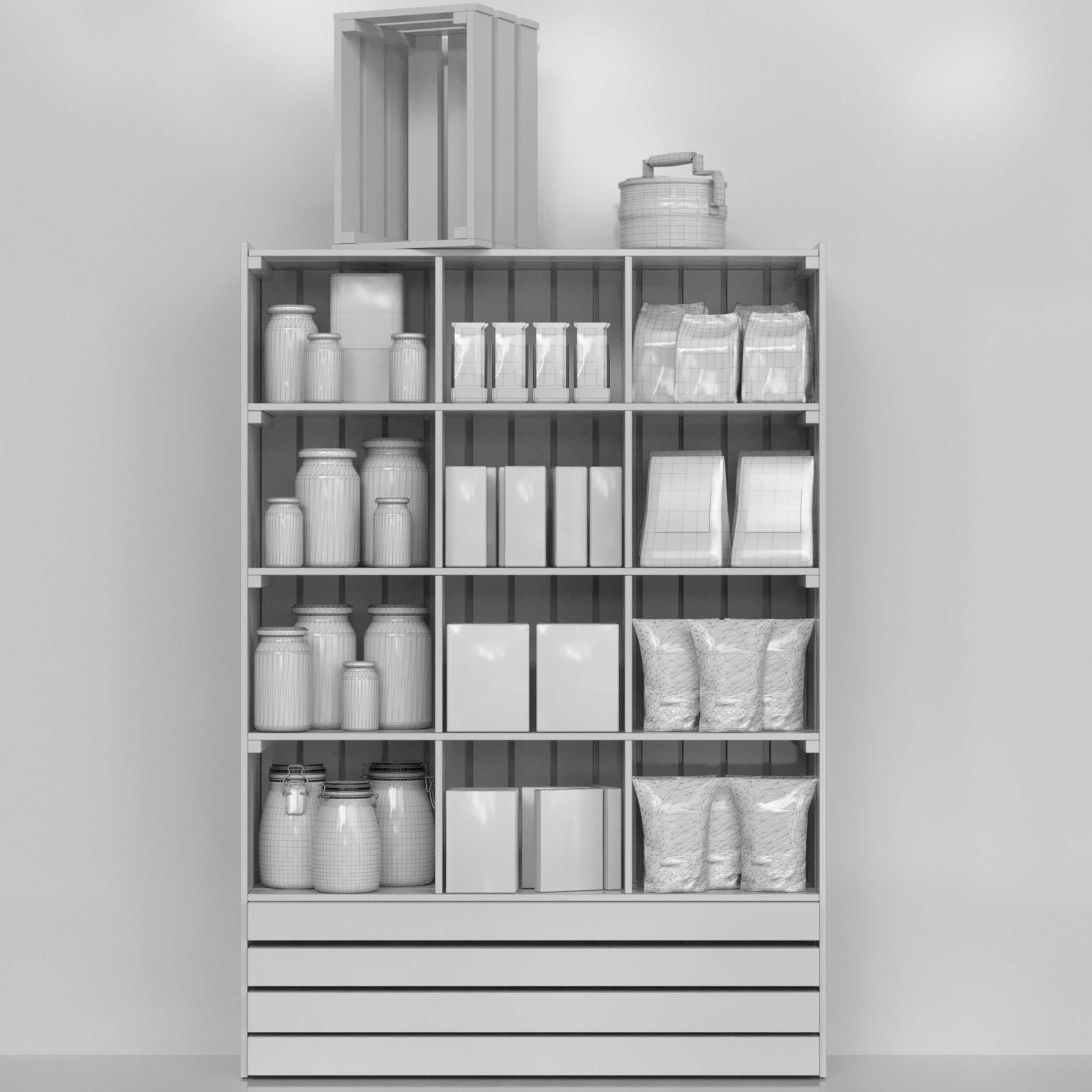 Rack with groceries in the store 2 3D model | CGTrader
