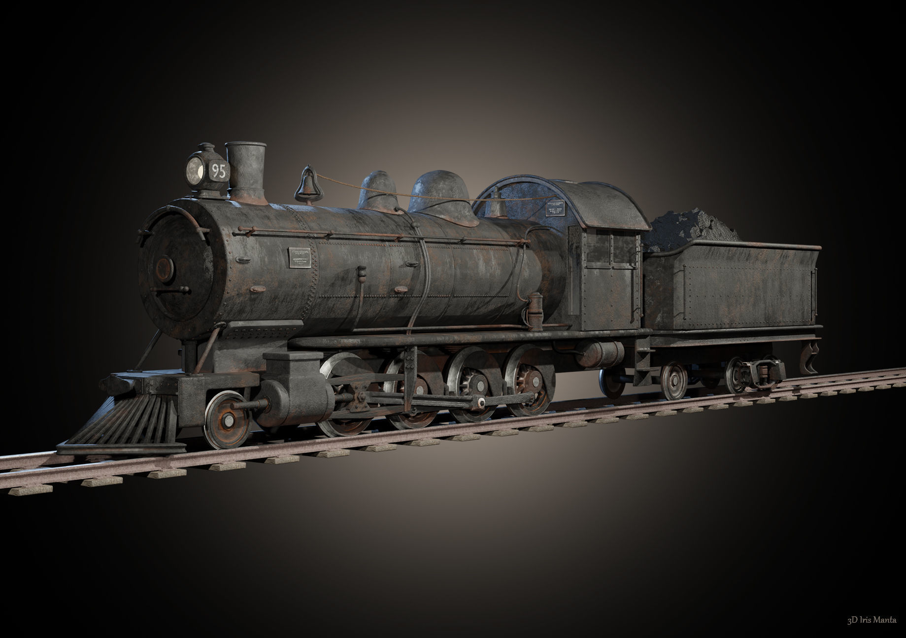 Old train locomotive and wagon 3D model | CGTrader