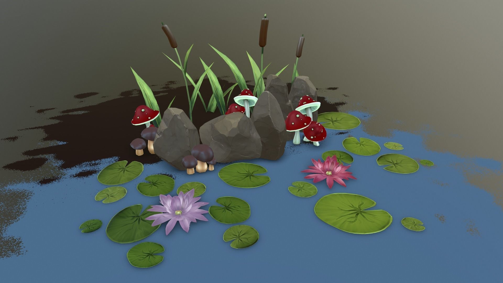3D Model Collection Game-ready stylized swamp props VR / AR / low-poly ...