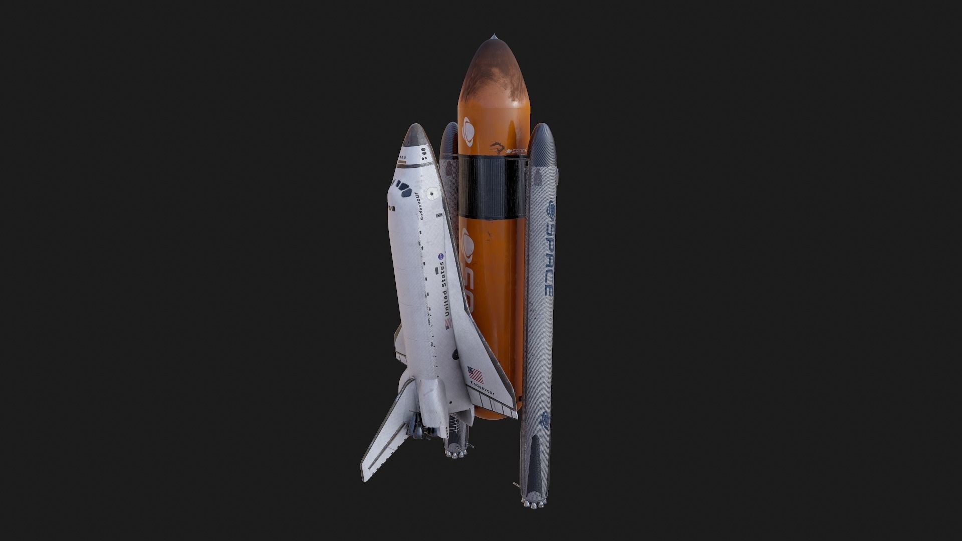 3D model NASA Endeavour Space Shuttle with Space Tank and Falcon Rocket ...