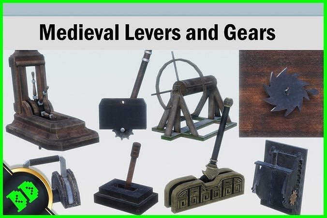 3D model Medieval Levers and Gears VR / AR / low-poly rigged animated ...