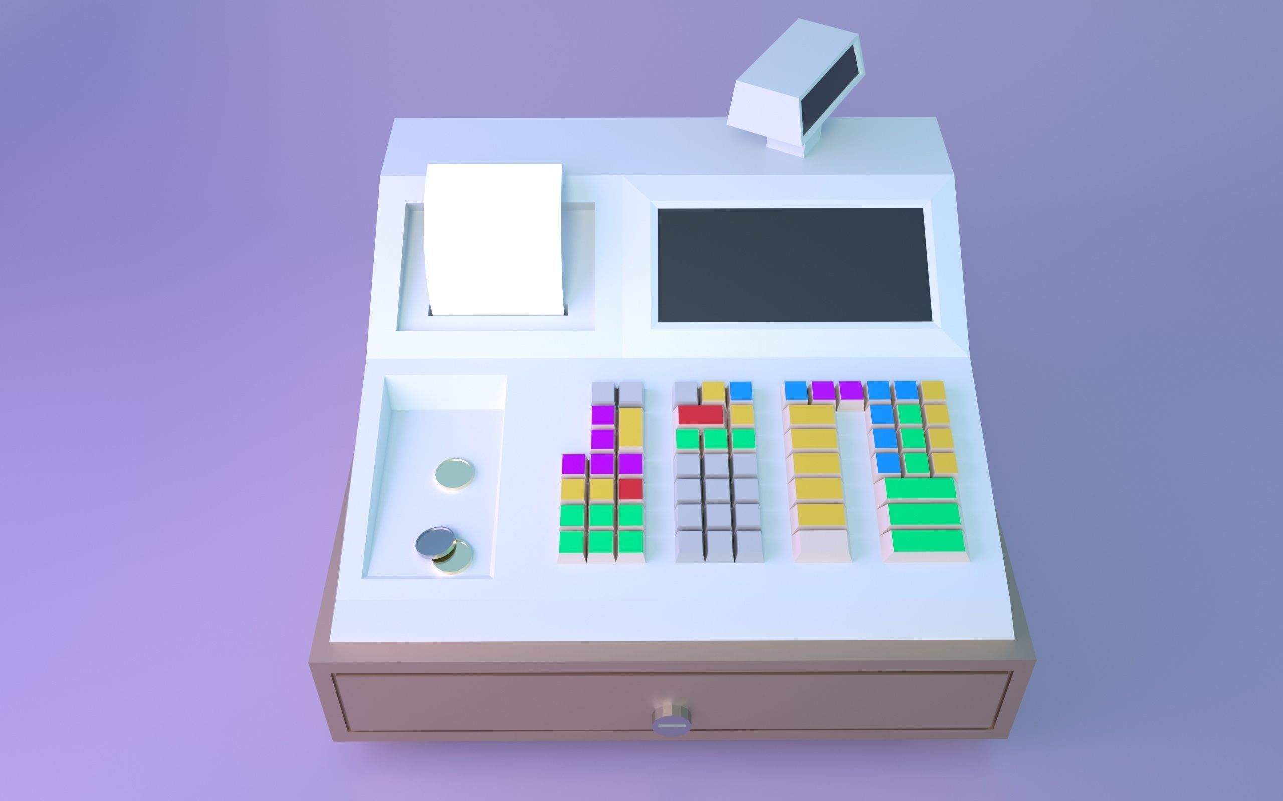 3D model Game-ready Cashier Machine Low-poly VR / AR / low-poly | CGTrader