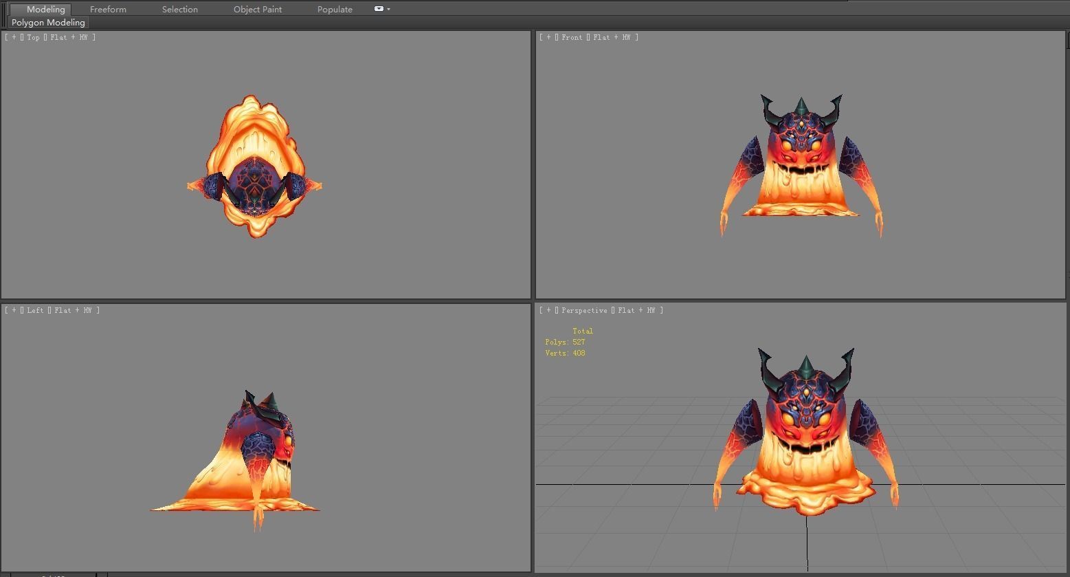 3D model Cartoon lava monster - Fire demon - fire devil VR / AR / low ...