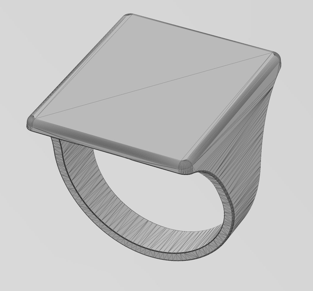 Large basic flat top rectangular signet ring 3D model 3D printable ...