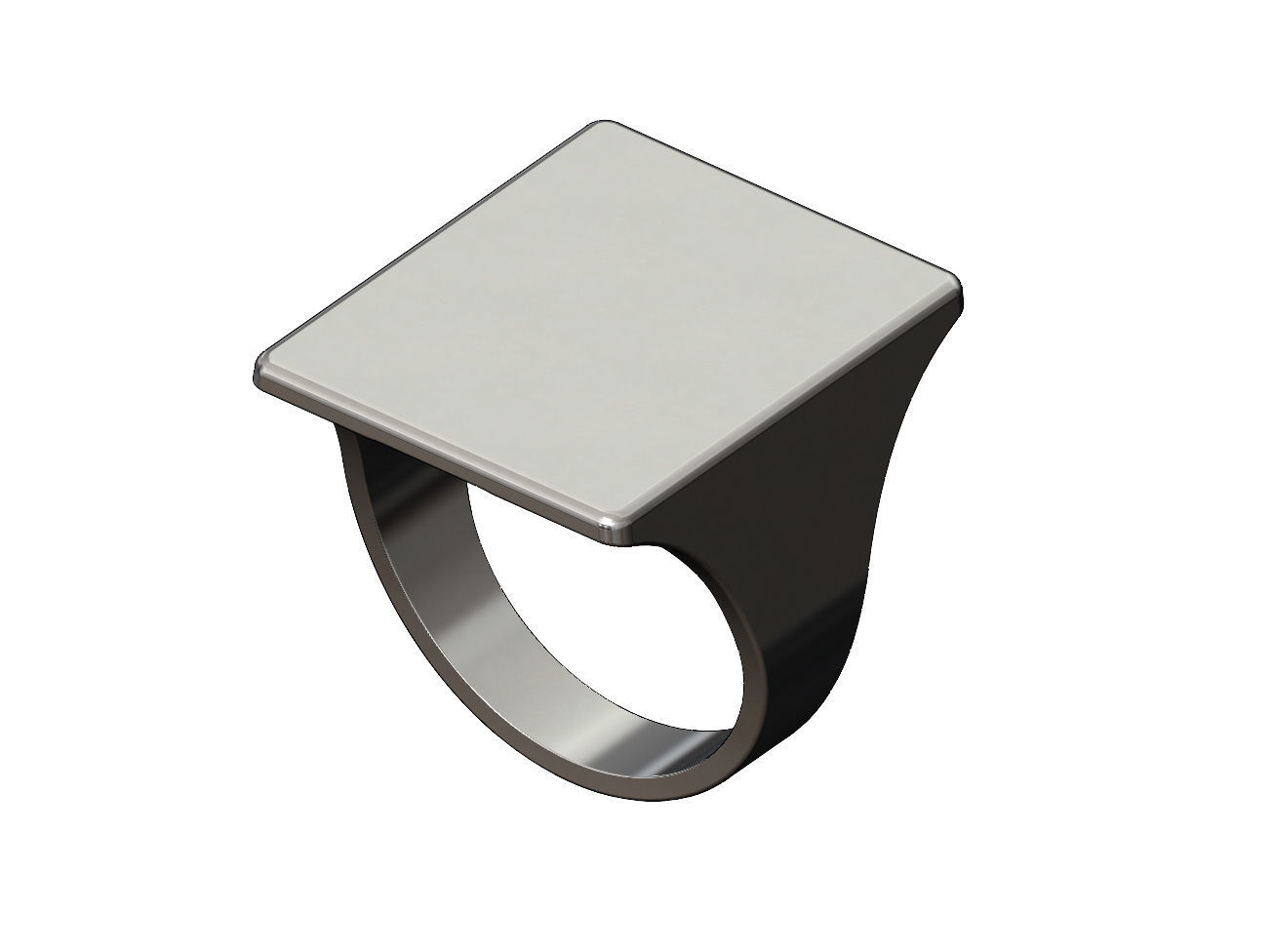 Large basic flat top rectangular signet ring 3D model 3D printable ...