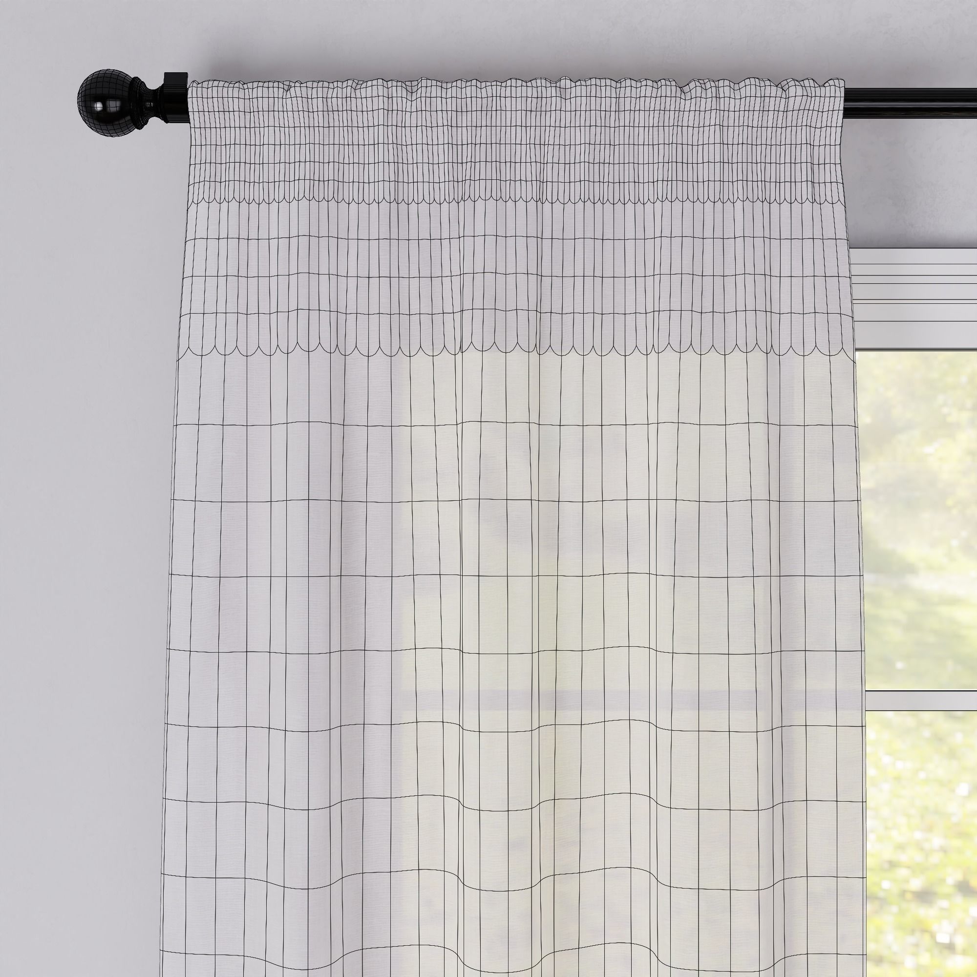 Semi-Sheer Rod Pocket Curtain - Blender free 3D model | CGTrader