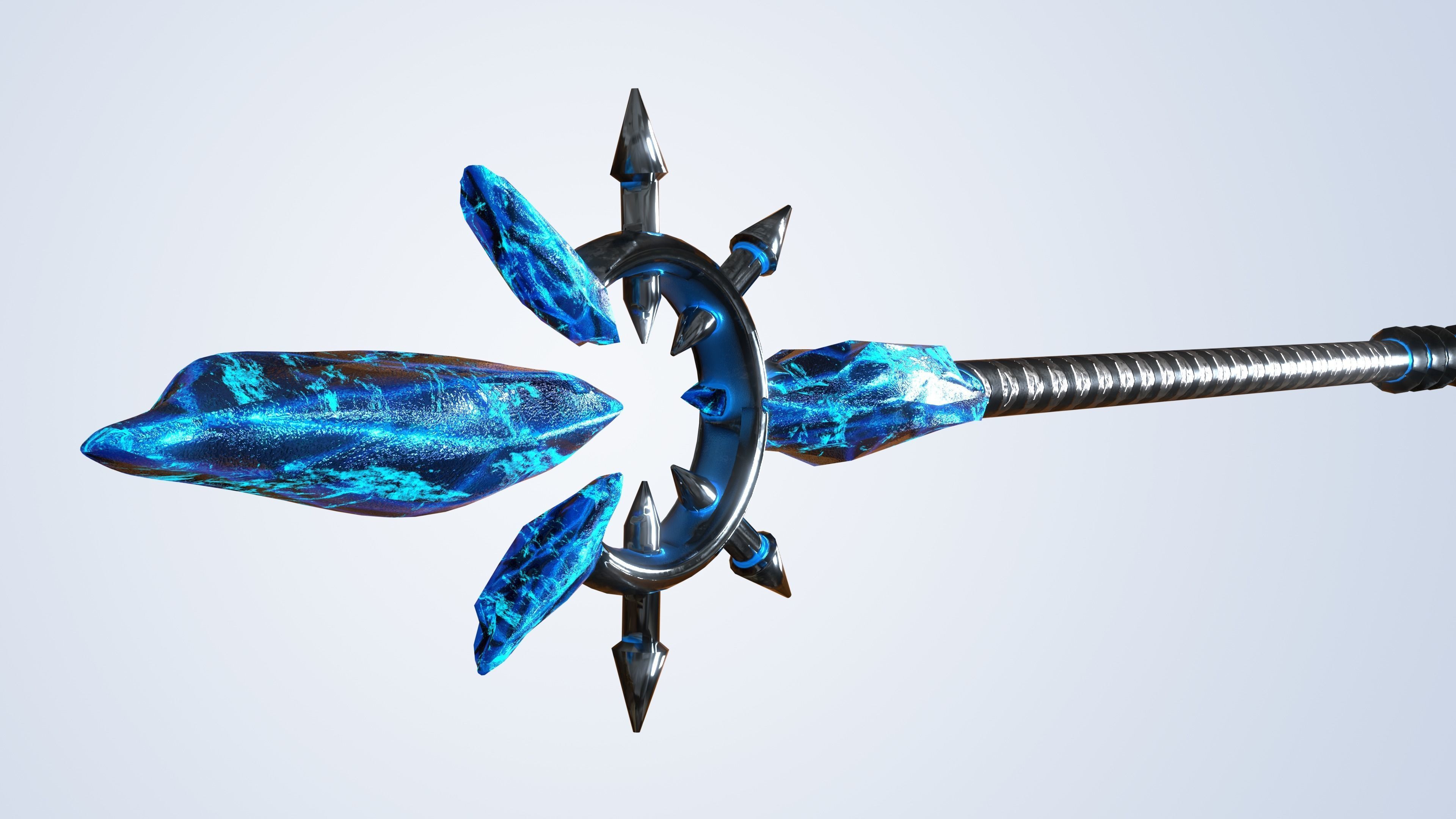 3D model Frozen Sword And Mage Staff - Low Poly and Subd Ready VR / AR ...