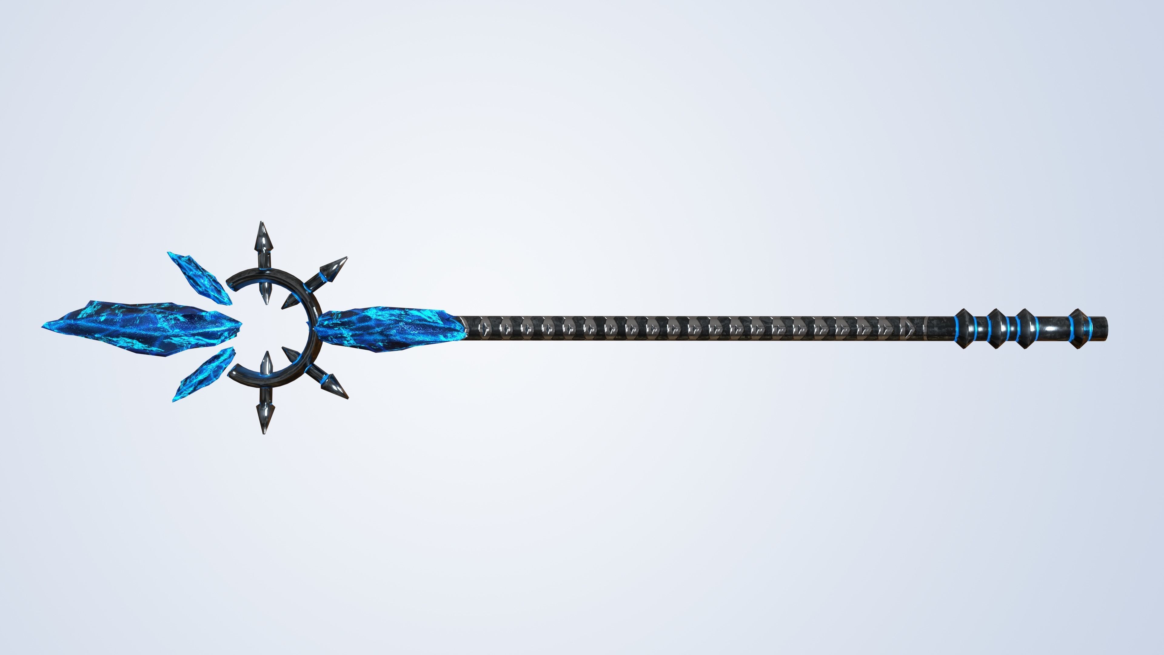 3D model Frozen Sword And Mage Staff - Low Poly and Subd Ready VR / AR ...