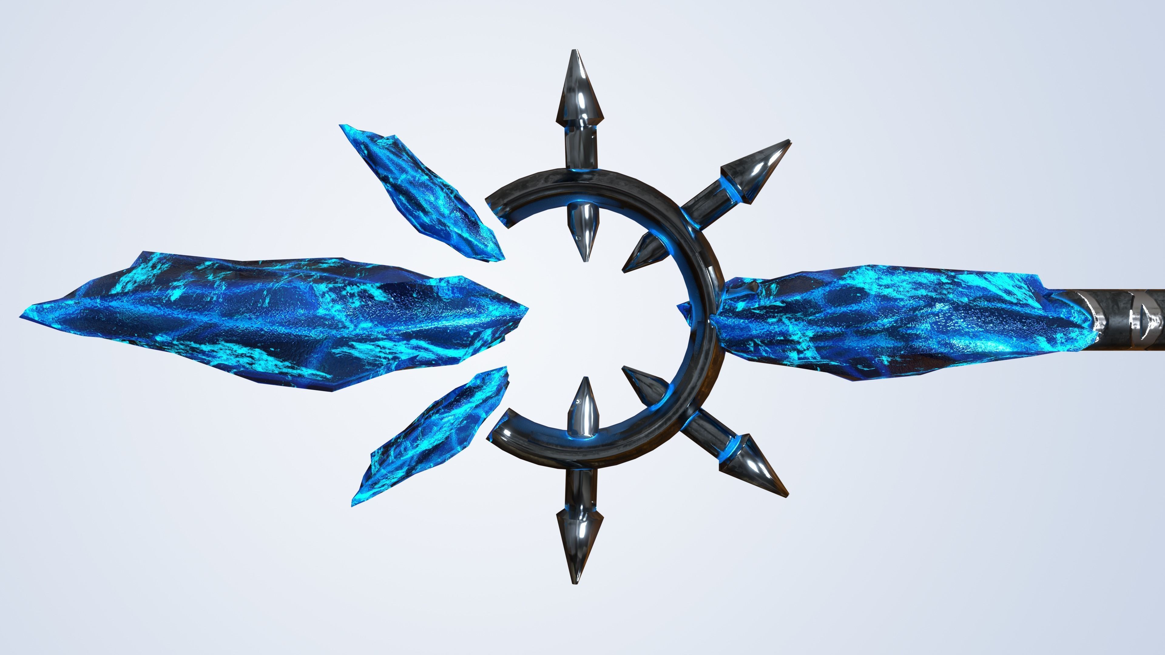 3D model Frozen Sword And Mage Staff - Low Poly and Subd Ready VR / AR ...