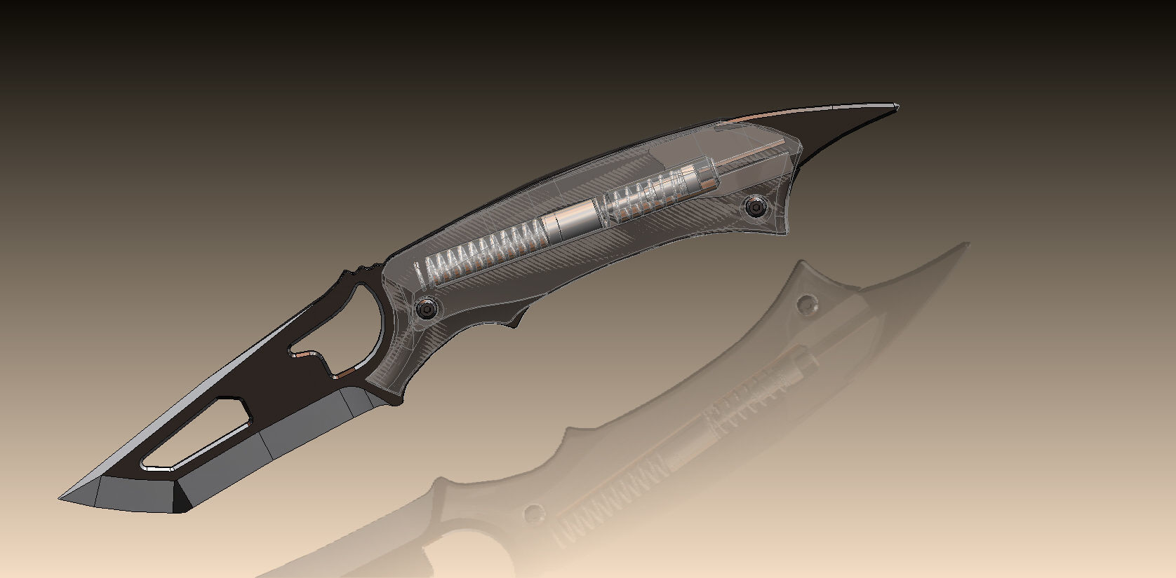 Knife with spring loaded window breaker 3D model 3D printable | CGTrader