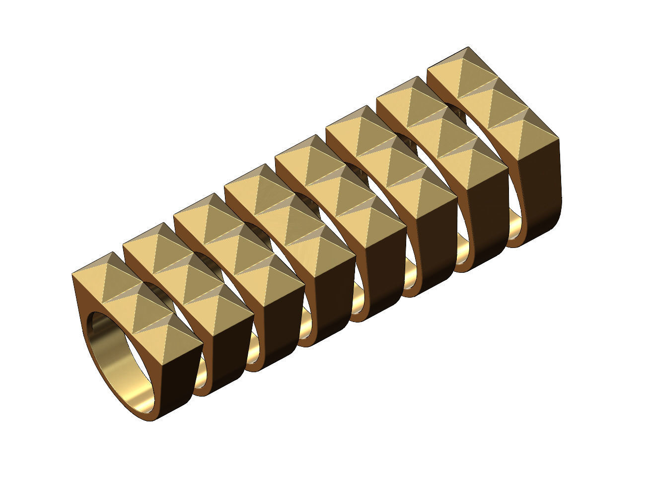 Triple pyramid stud ring size 6to13 3D model 3D printable | CGTrader