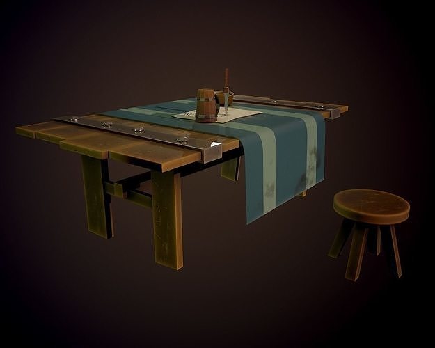 3D model Stylized table set VR / AR / low-poly | CGTrader