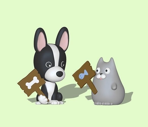 Cat Dog Signs 3D model 3D printable | CGTrader
