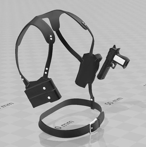Leather Holster Shoulder Harness 3D model | CGTrader