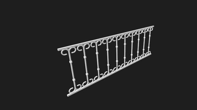 Balcony wrought iron railing free 3D model | CGTrader