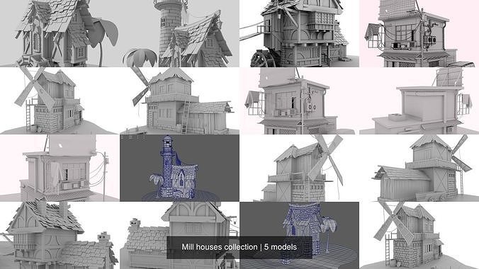 Mill houses collection | CGTrader