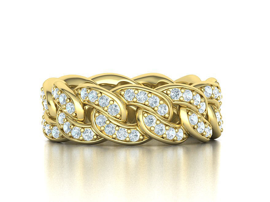 DIAMOND Cuban Link Heavy Chain Ring 9mm Wide 11US Size 3dmodel 3D model ...