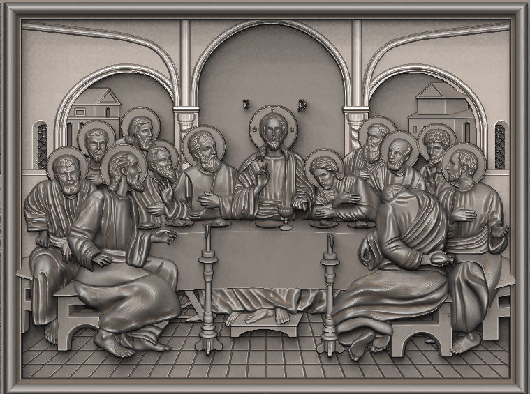 3d Printable Model The Last Supper Bas Relief Cgtrader