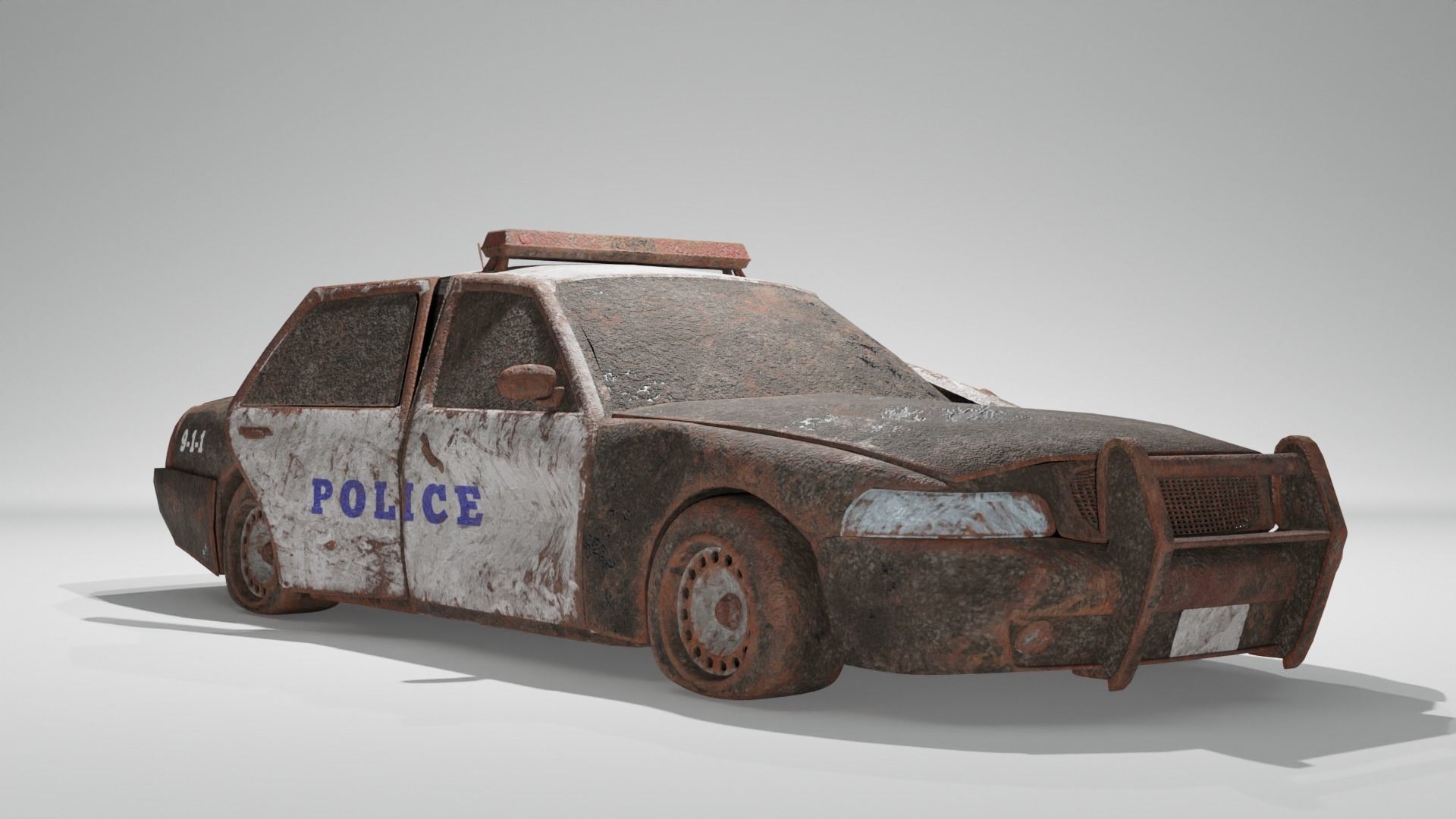 Abandoned wrecked old damaged Police car 3D model | CGTrader