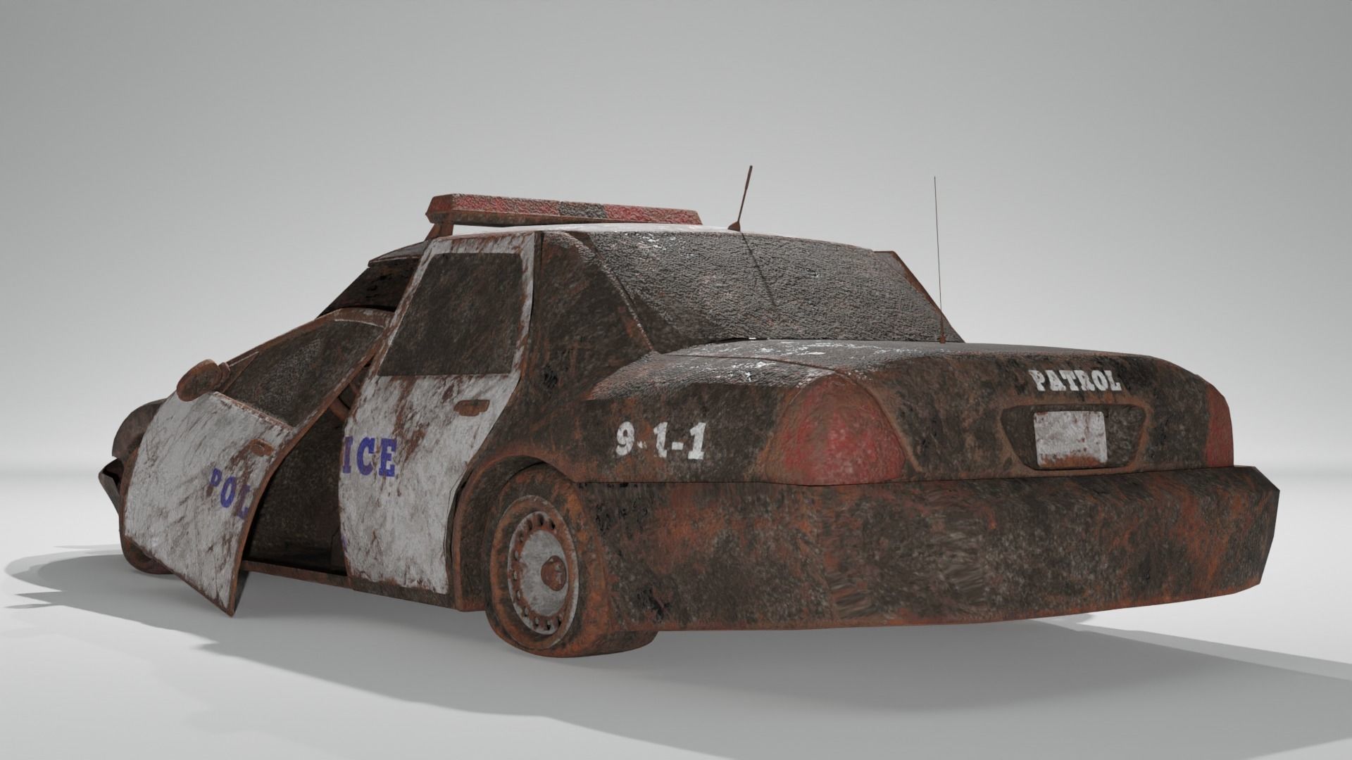 Abandoned wrecked old damaged Police car 3D model | CGTrader