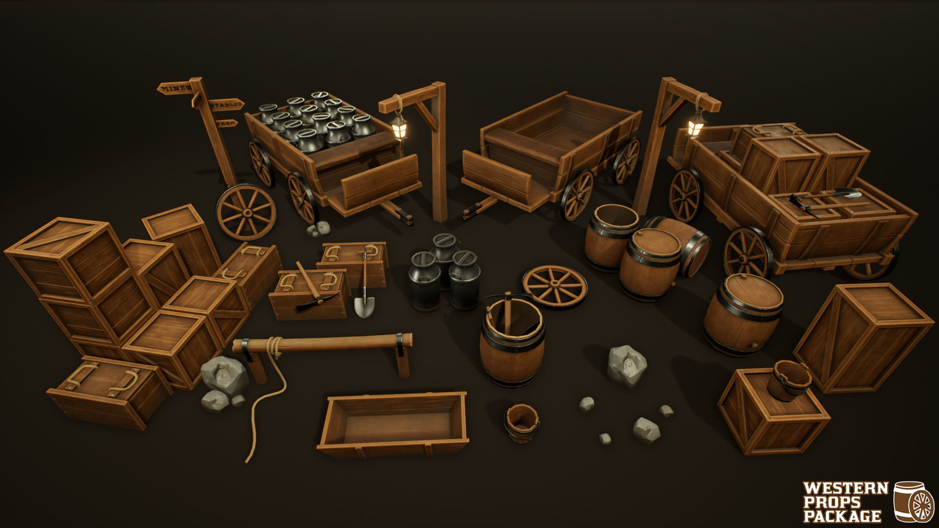 3D model Western Props Package VR / AR / low-poly | CGTrader
