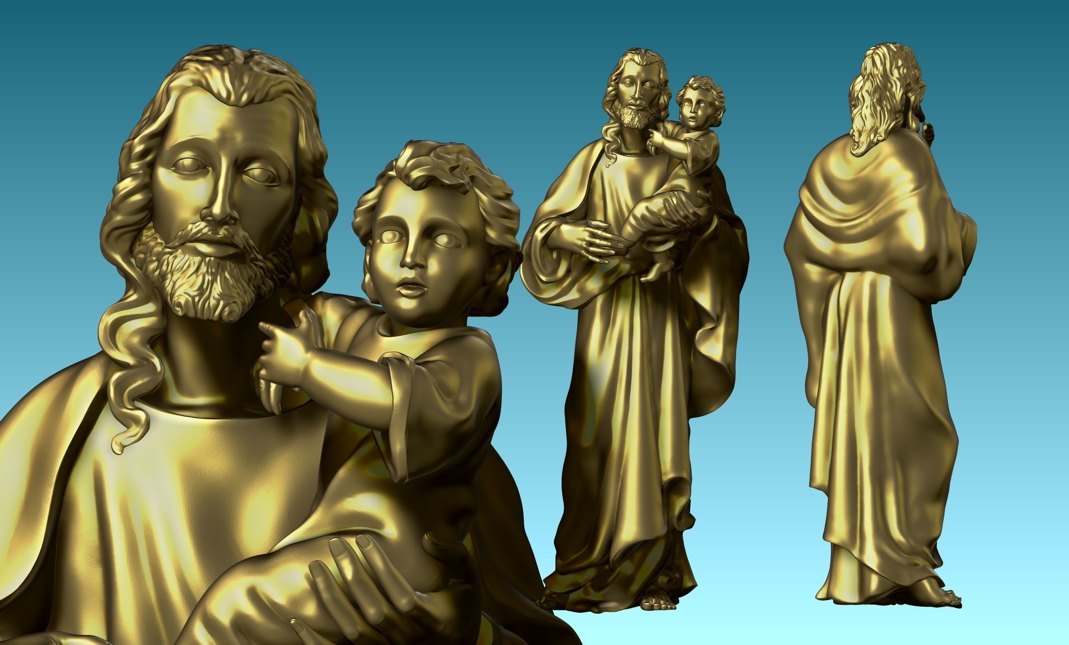 Saint Joseph and Jesus CNC 3D model 3D printable | CGTrader