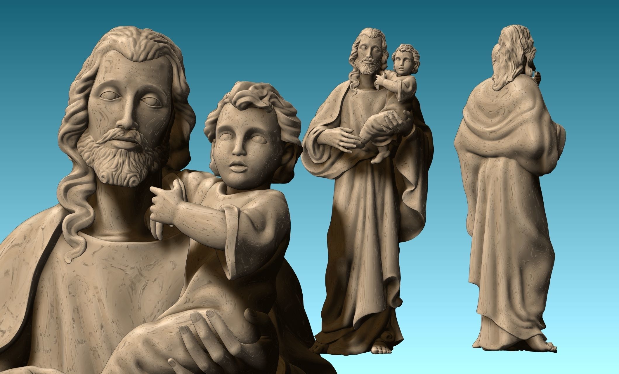 Saint Joseph and Jesus CNC 3D model 3D printable | CGTrader