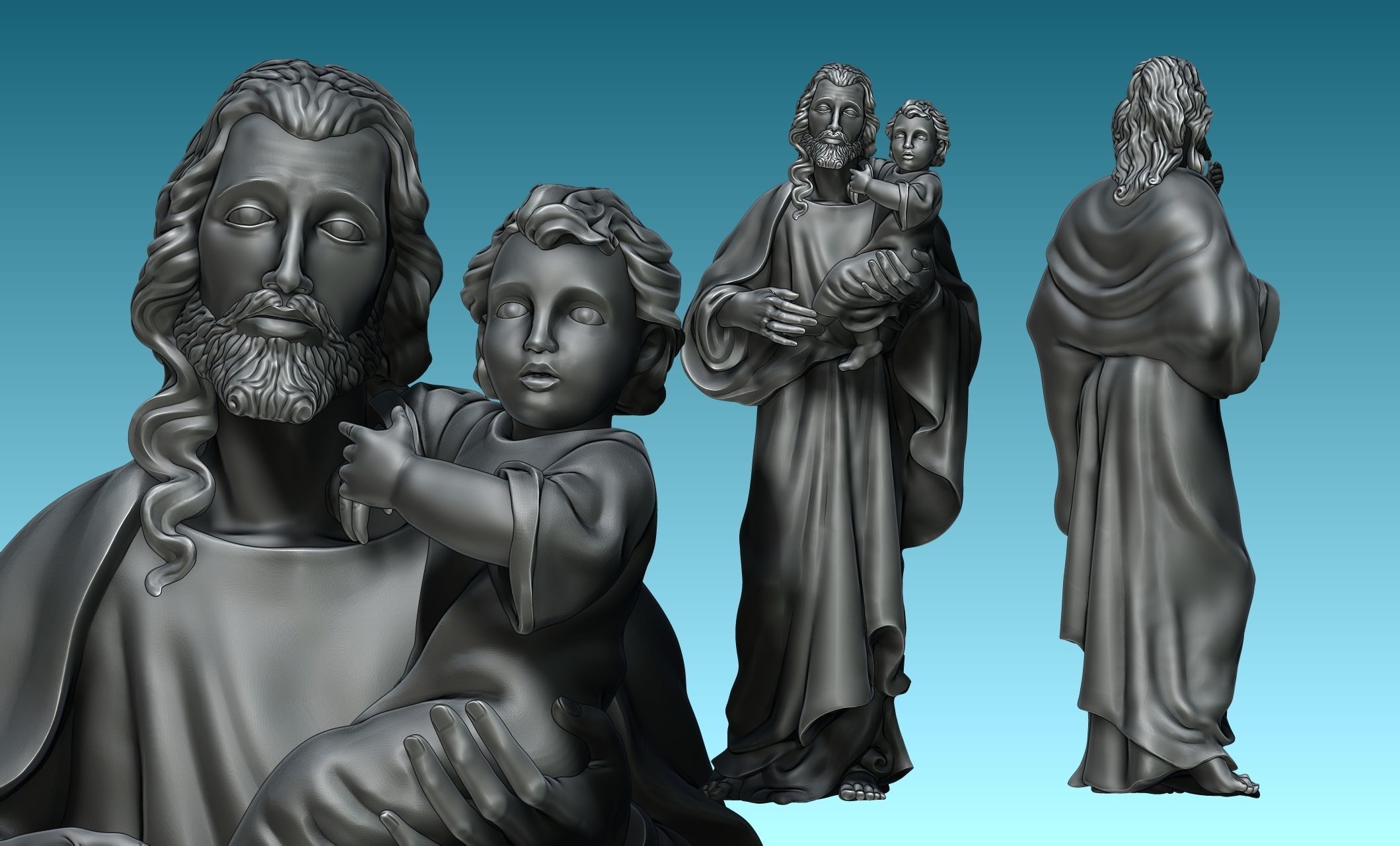 Saint Joseph and Jesus CNC 3D model 3D printable | CGTrader