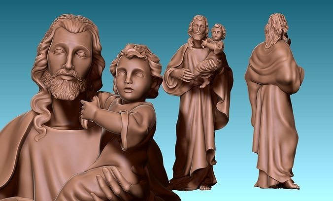 Saint Joseph and Jesus CNC 3D model 3D printable | CGTrader