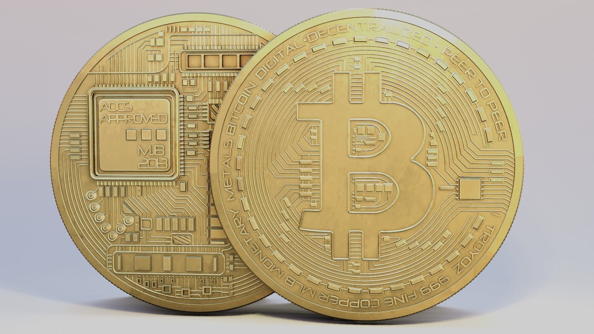 bitcoin token coin with 8k pbr textures 3D model | CGTrader