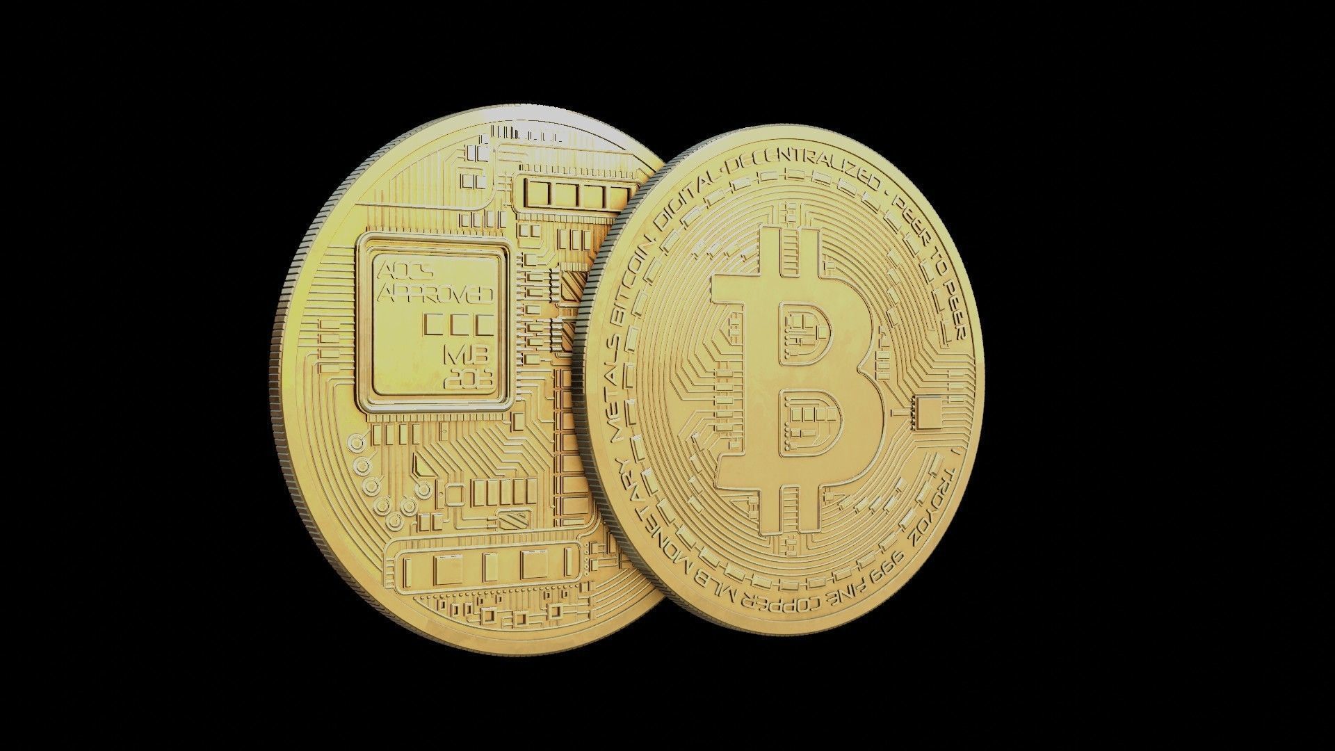 bitcoin token coin with 8k pbr textures 3D model | CGTrader