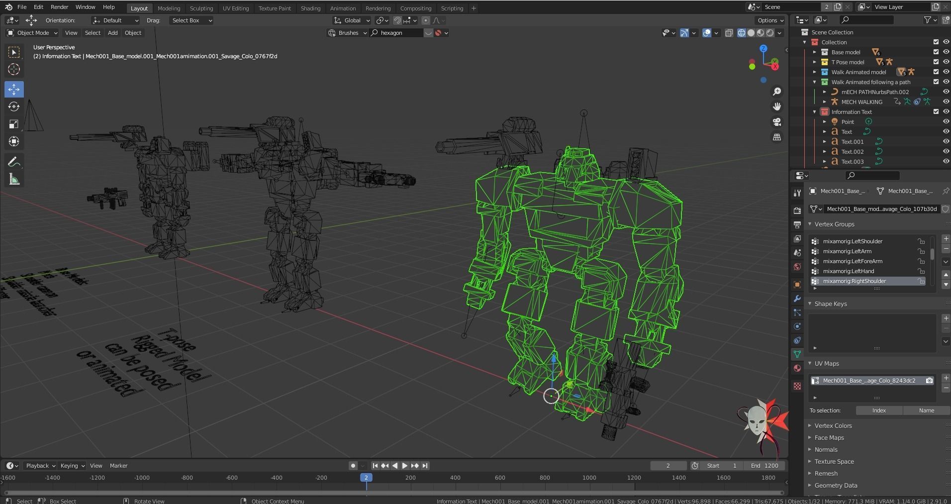 3D model Low Poly Mecha Robot rigged with two animations included VR ...