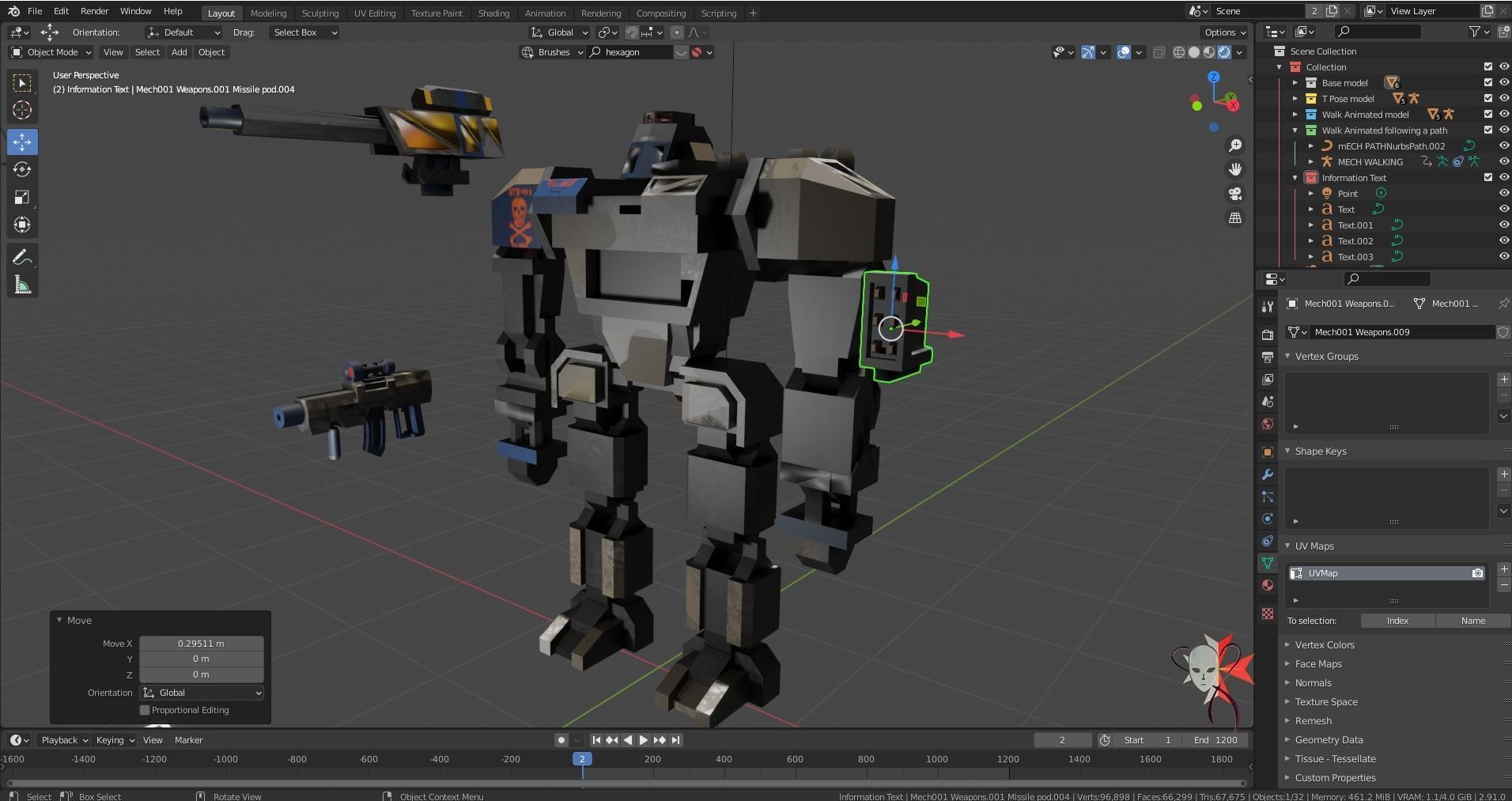 3D model Low Poly Mecha Robot rigged with two animations included VR ...