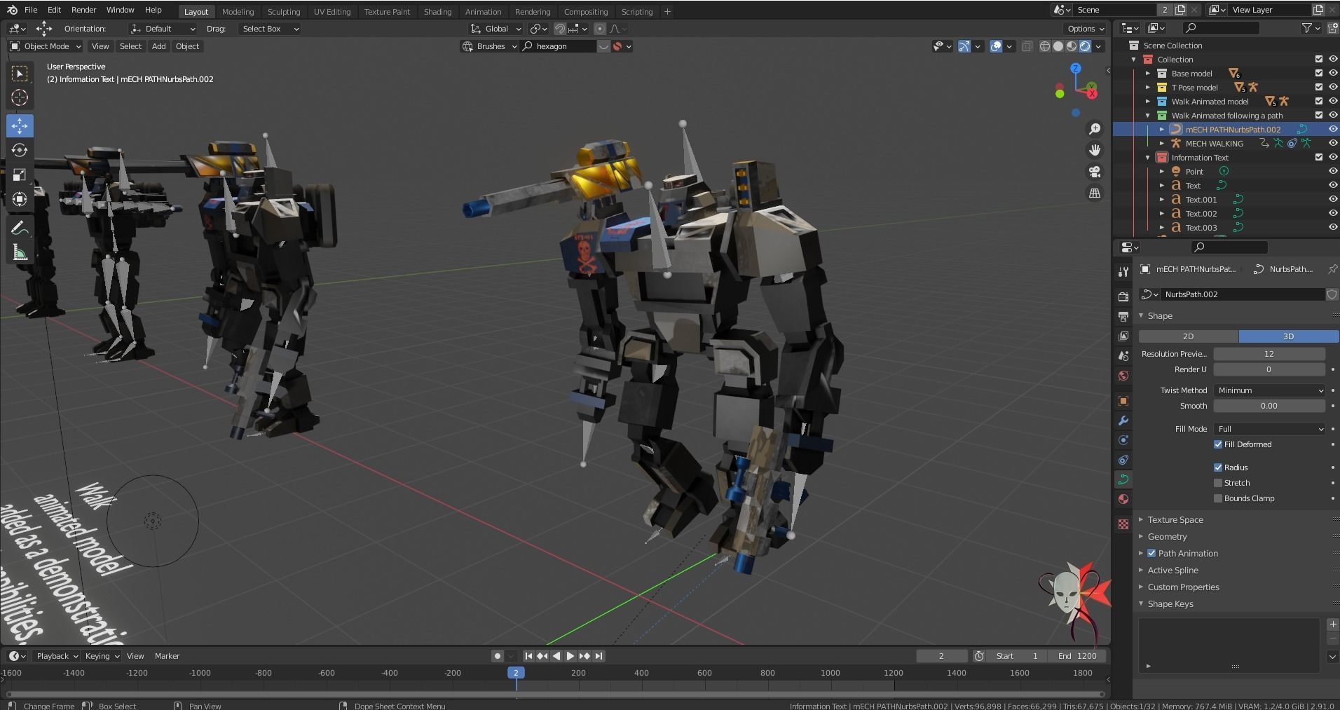 3D model Low Poly Mecha Robot rigged with two animations included VR ...