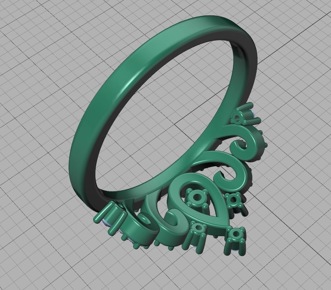 Princess Diamond Tiara Fashion ring 3dmodel 3D model 3D printable ...