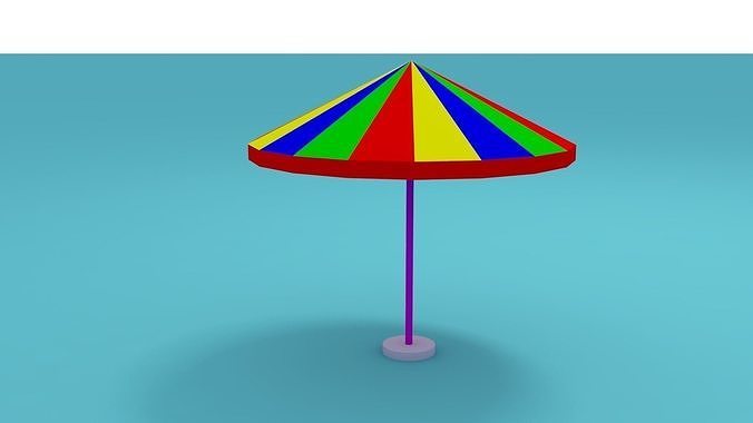 low poly Umbrella beach 3D model | CGTrader