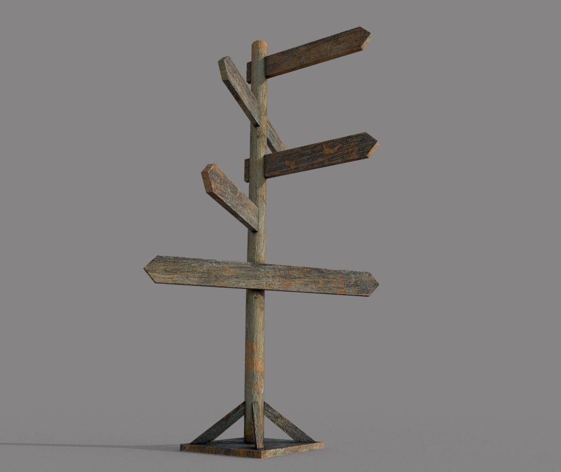 3D model Wooden PBR Old Signpost VR / AR / low-poly | CGTrader
